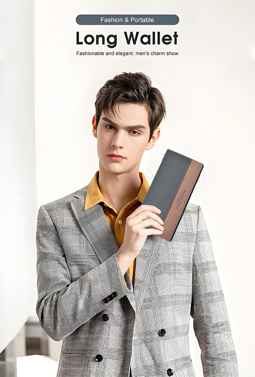 MENSPE Wallet Men Wallets Fashion Long Short Wallet PU Leather Long Wallet Business Wallets Men ...