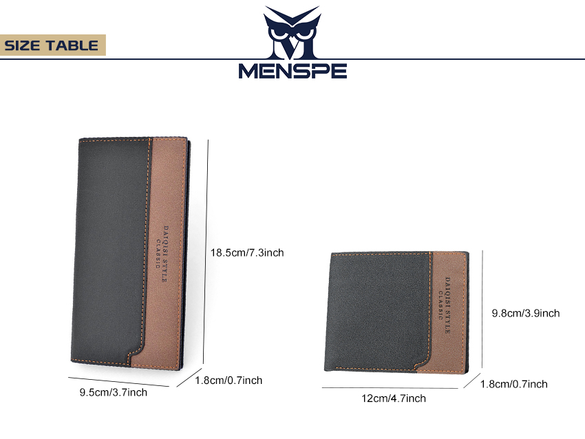 MENSPE Wallet Men Wallets Fashion Long Short Wallet PU Leather Long ...