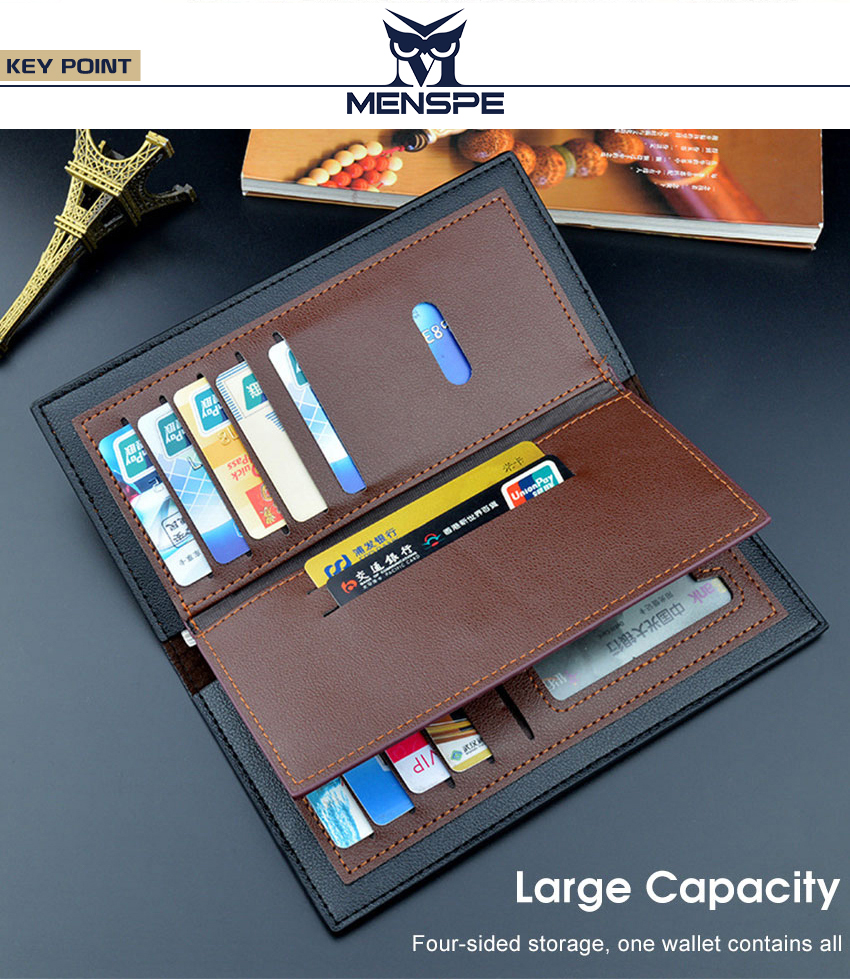 MENSPE Wallet Men Wallets Fashion Long Short Wallet PU Leather Long ...