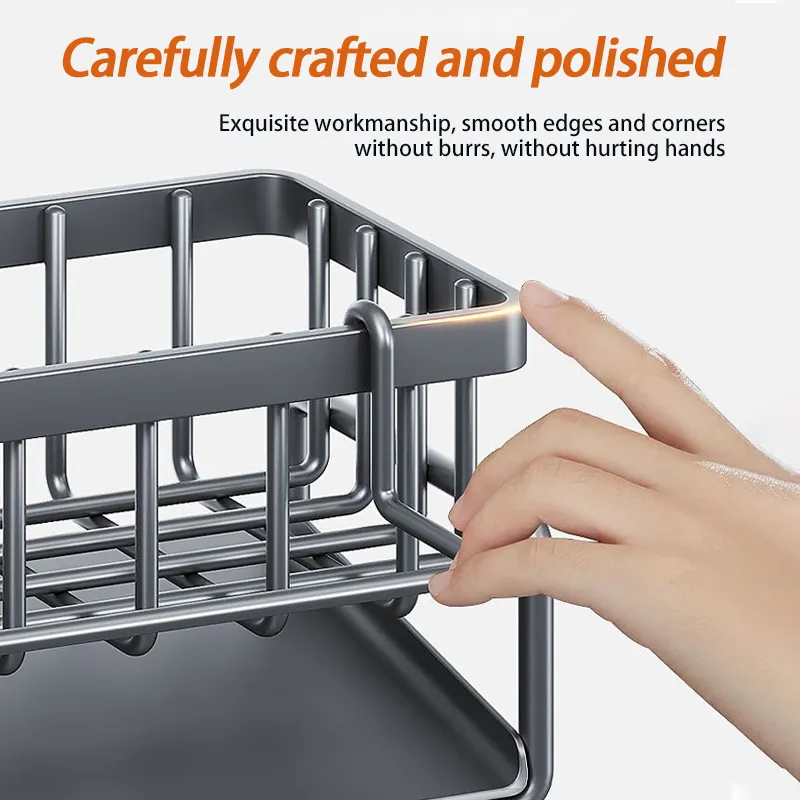 Kitchen Rack Drain Rack Sink Rag Basket Countertop Sundry Storage Rack ...