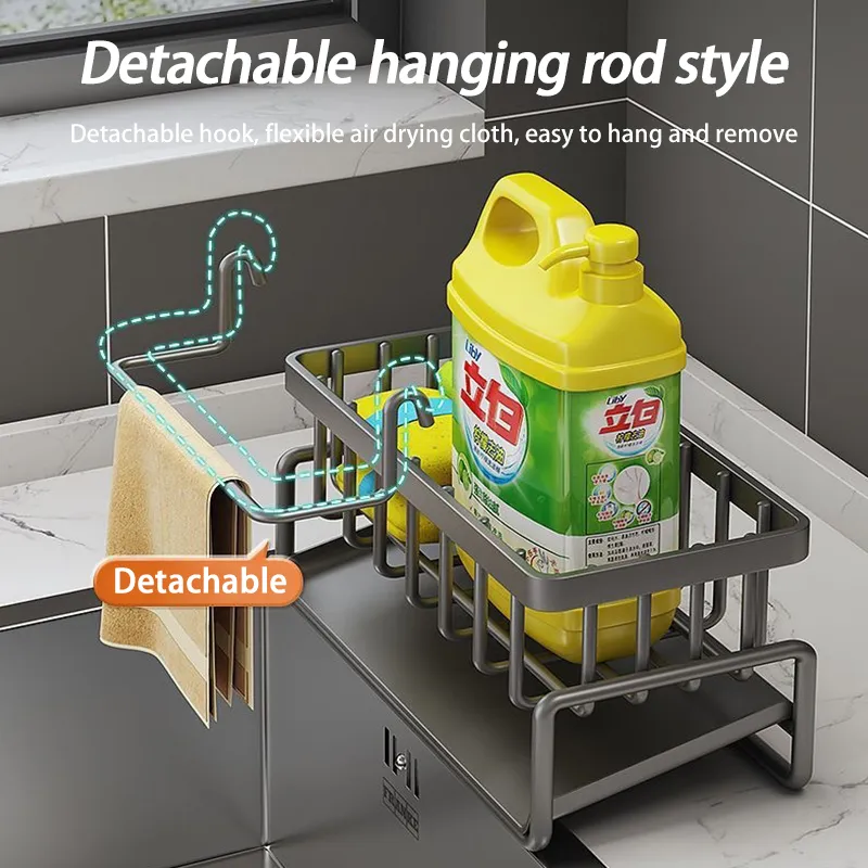 Kitchen Rack Drain Rack Sink Rag Basket Countertop Sundry Storage Rack ...