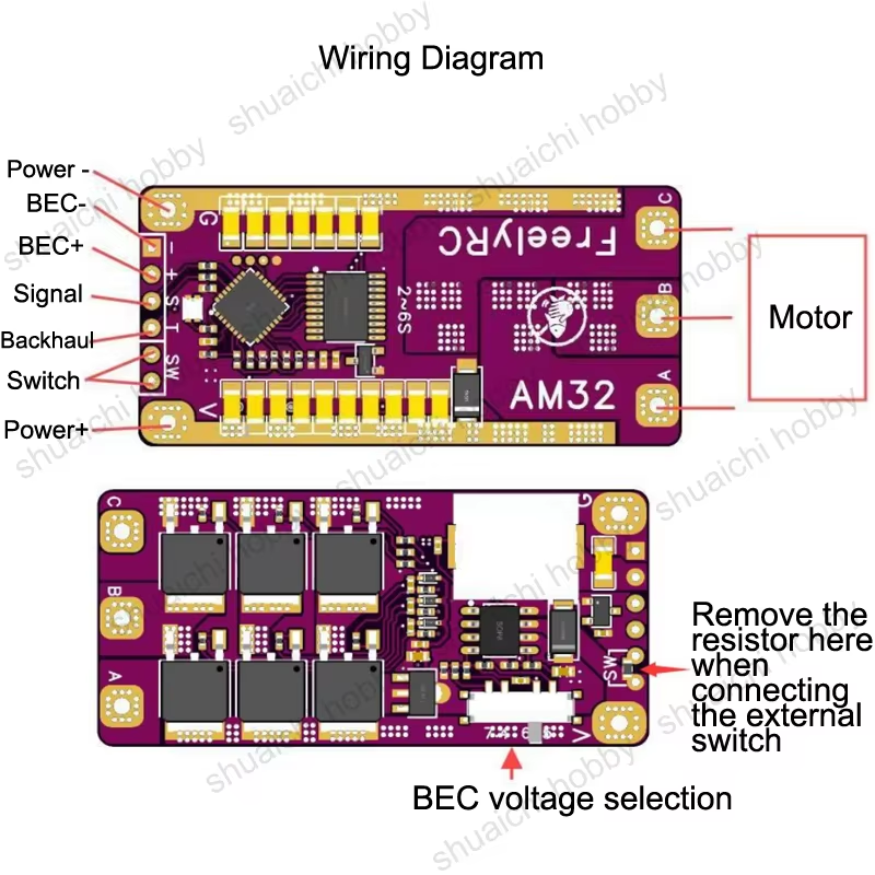 NEEBRC 2-6S 65A AM32 ESC PRO 32-bit Speed Controller With 5V/6V/7.4V 5A ...