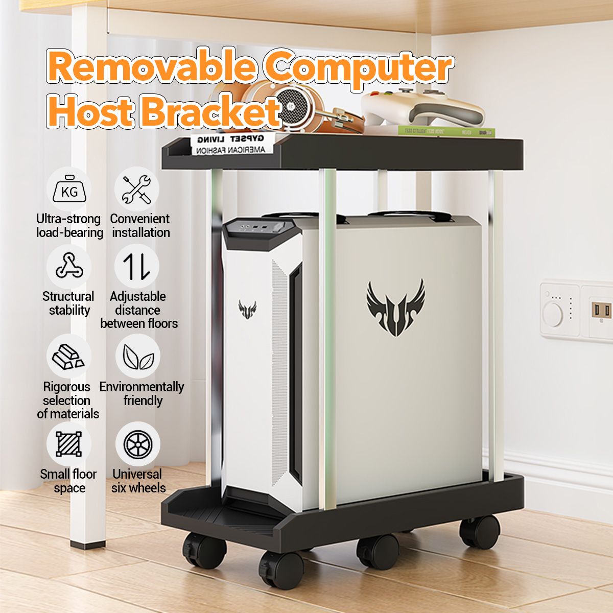 3 Layers CPU Stand Heavy Duty Holder Storage Base Rack Mobile Desktop ...