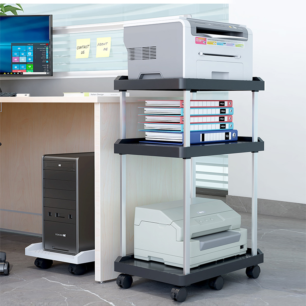 3 Layers CPU Stand Heavy Duty Holder Storage Base Rack Mobile Desktop ...