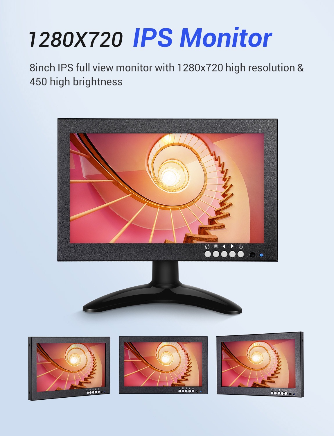 Eyoyo Portable 8 inch IPS Monitor HD 1280X720 High-Resolution Full View ...