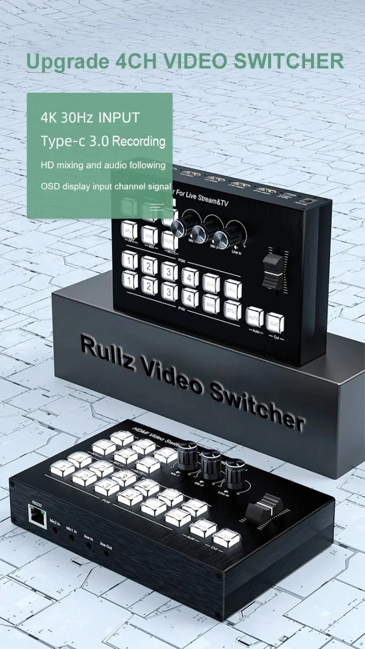 4K 4 Channel HDMI Video Multi Camera Switcher for Live Broadcast ...