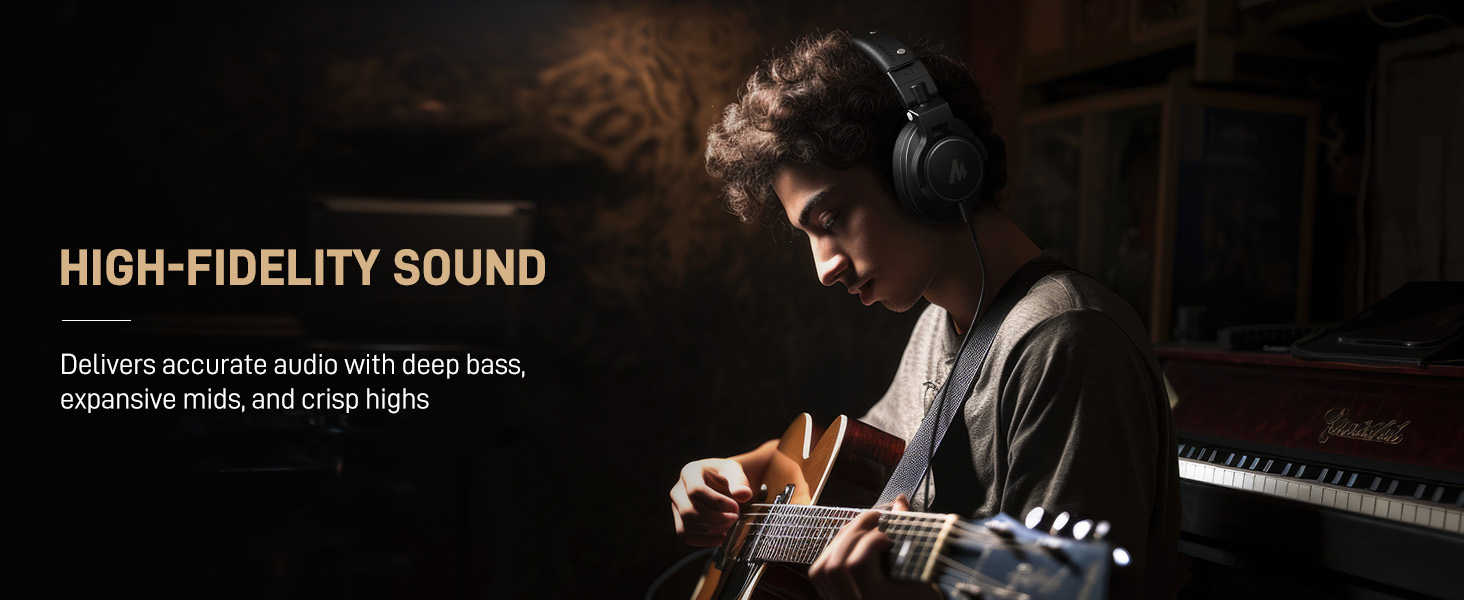 Maono MH700 Professional Monitor Headphones Wired Headphone Studio ...