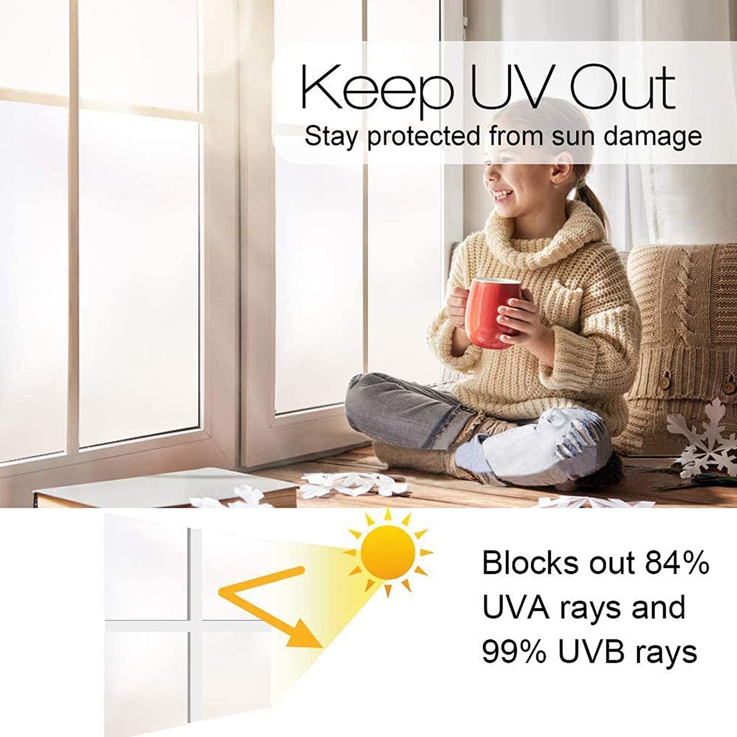 Window Privacy Film Frosted Window Sticker Static Cling Vinyl Glass ...