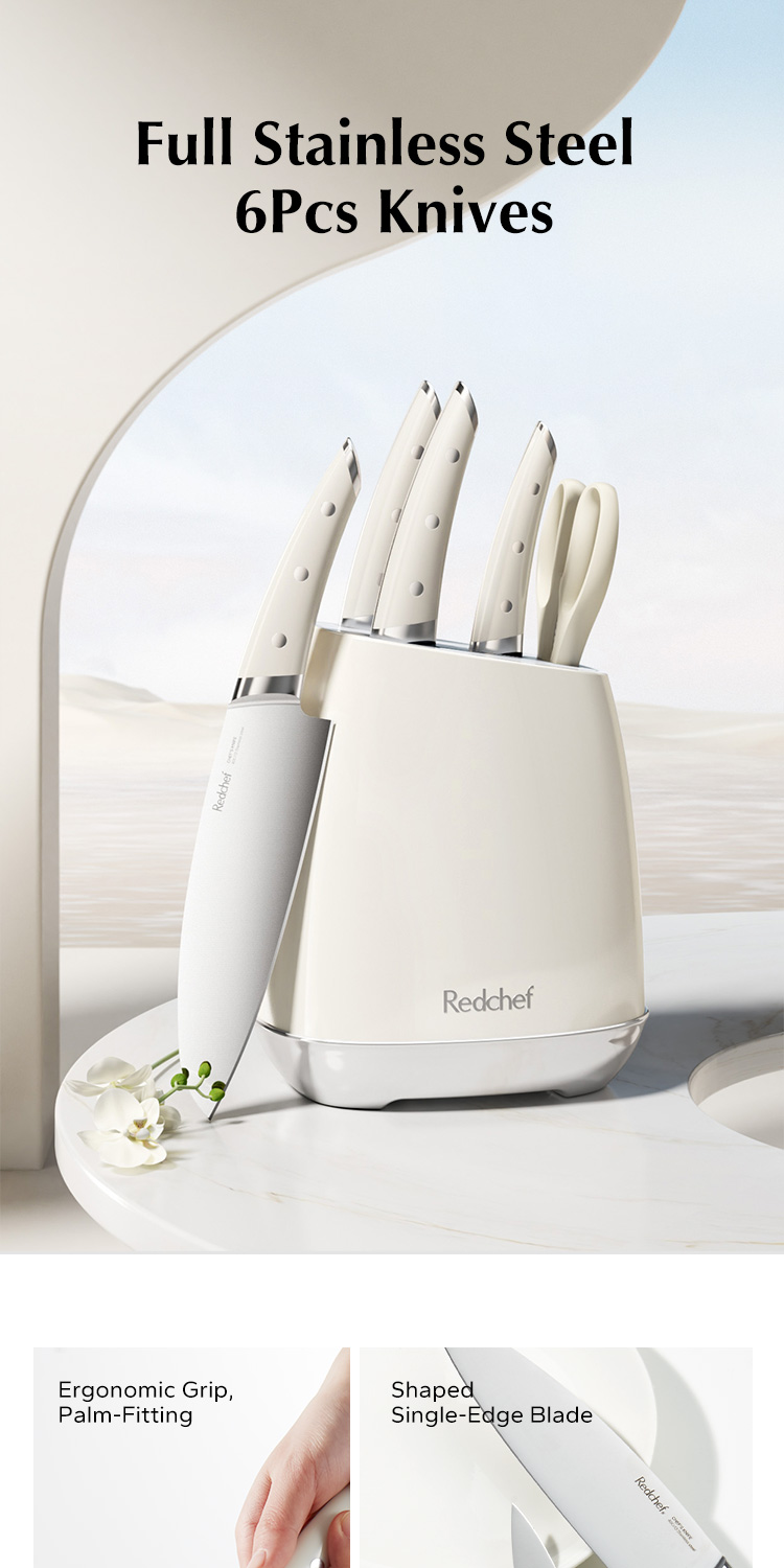 Redchef Stainless Steel Cream White Knife 6Pcs Set Kitchen Knife Chef ...