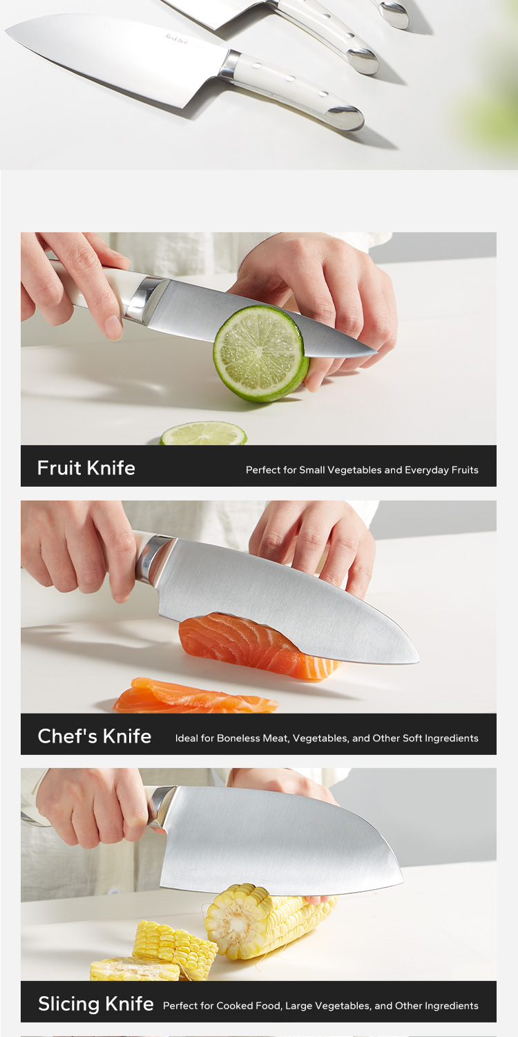 Redchef Stainless Steel Cream White Knife 6Pcs Set Kitchen Knife Chef ...