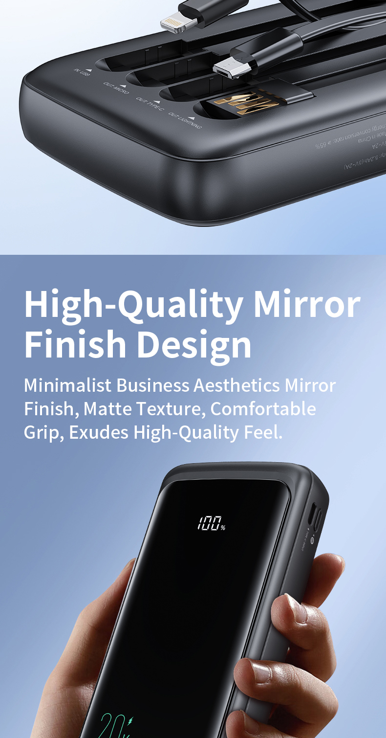 Tranyoo D11 20000mAh Power Bank Built in 4 Cables Lightning / Type-c ...