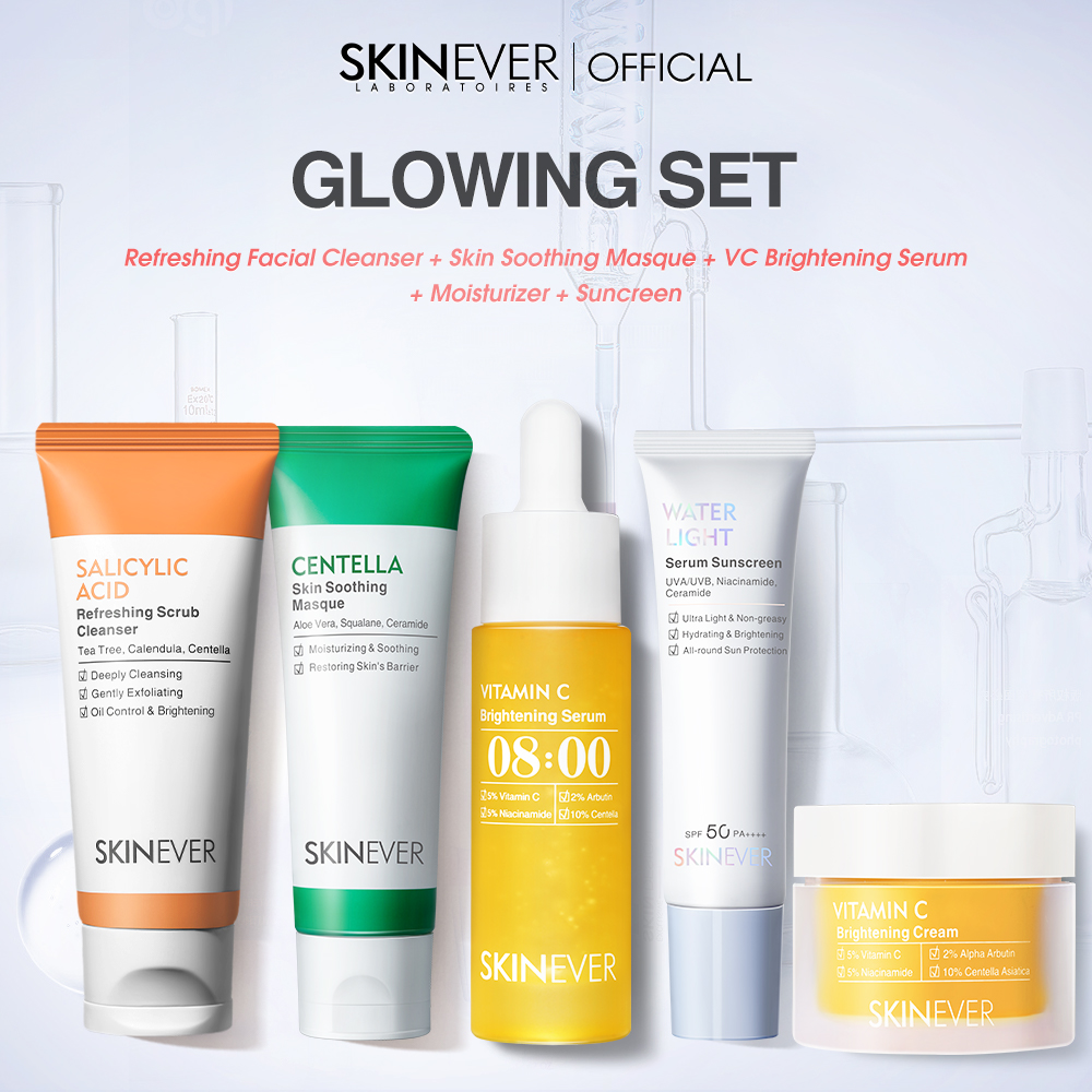 SKINEVER Skincare Set Refreshing Scrub Cleanser Salicylic Acid Serum ...