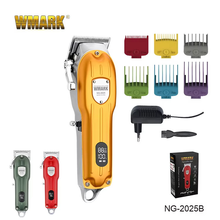 WMARK NG-2025B All-metal Professional Rechargeable Hair Clippers LED ...