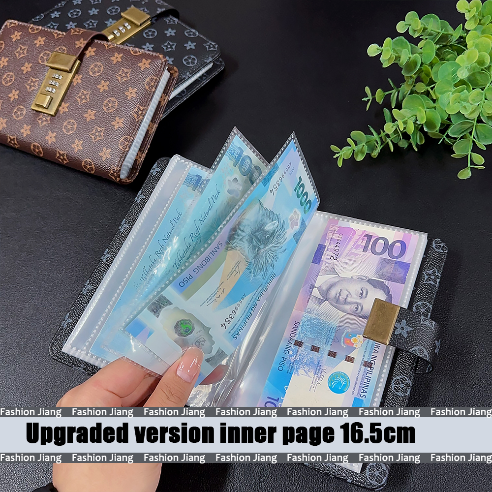 Envelope money saving challenge PU leather waterproof mini binder money ...