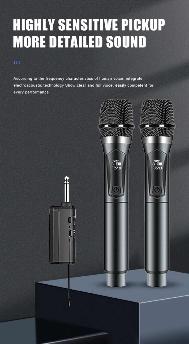 Handheld Wireless Microphone Rechargeable Microphone UHF Dynamic ...
