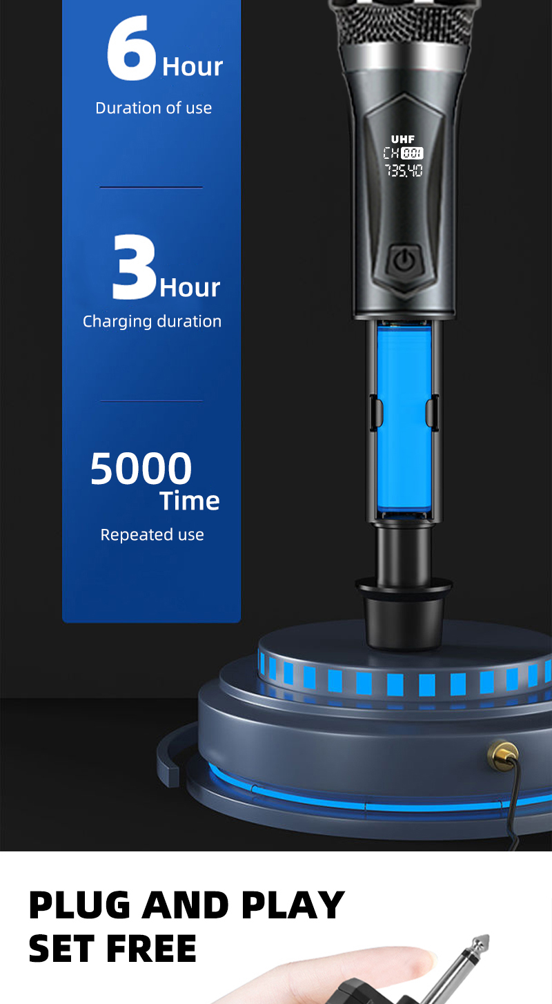 Handheld Wireless Microphone Rechargeable Microphone UHF Dynamic ...