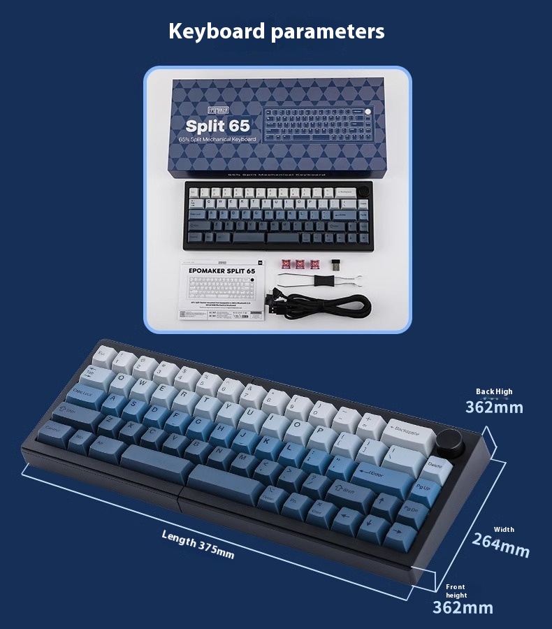 EPOMAKER Split65 Wireless Mechanical Keyboard 65% Hot swappable RGB ...
