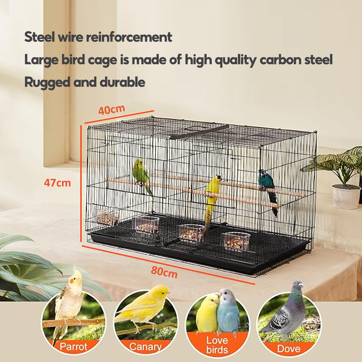 【Ready Stock】 Foldable Bird Breeding Cage With Removable Baffle Parrot ...