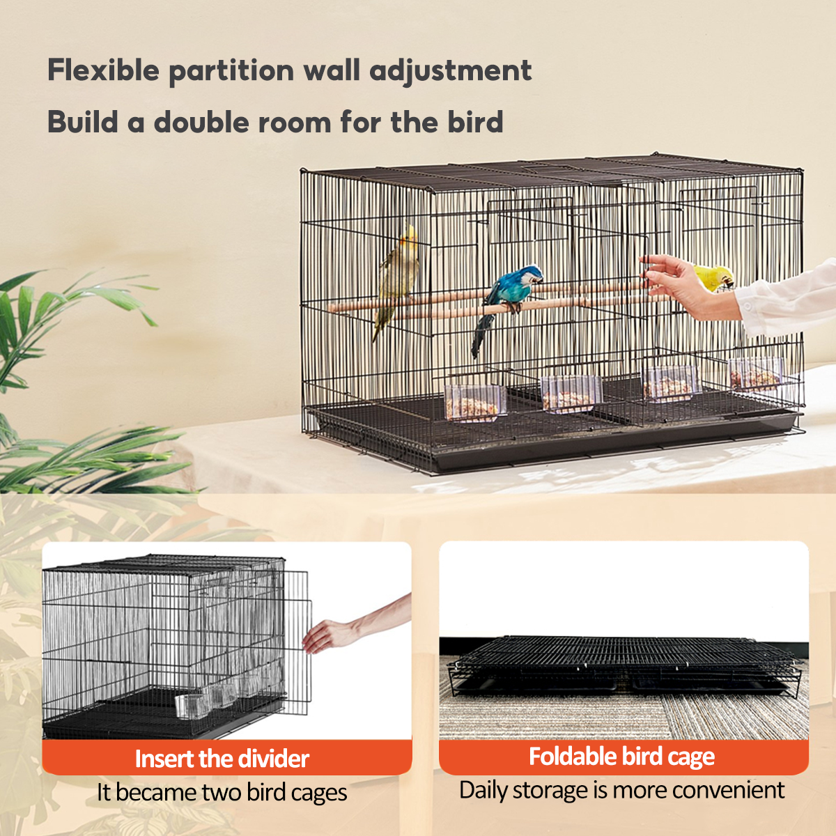 【Ready Stock】 Foldable Bird Breeding Cage With Removable Baffle Parrot ...