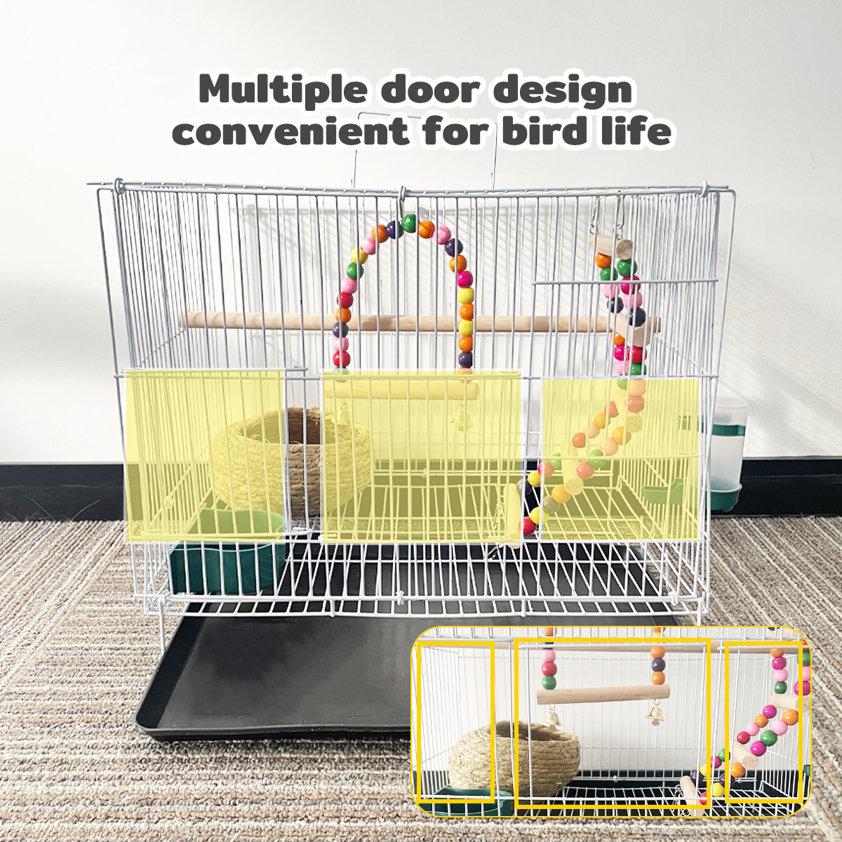 【Ready Stock】Bird Cage 1cm Gap Foldable Bird Cage With Handle Parrot ...