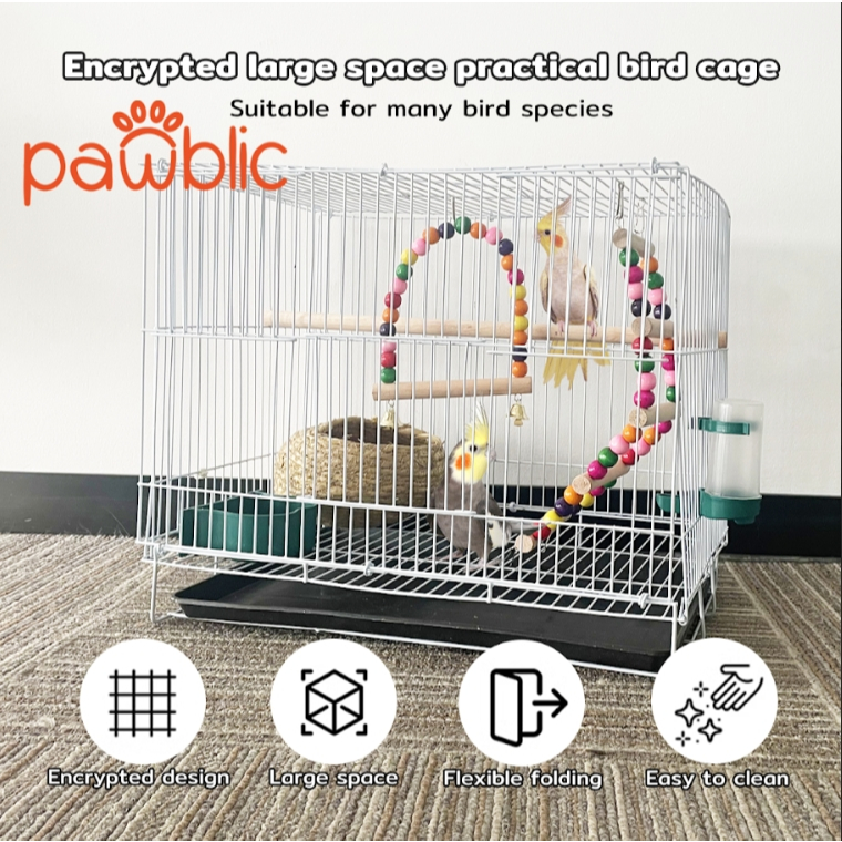 【Ready Stock】Bird Cage 1cm Gap Foldable Bird Cage With Handle Parrot ...