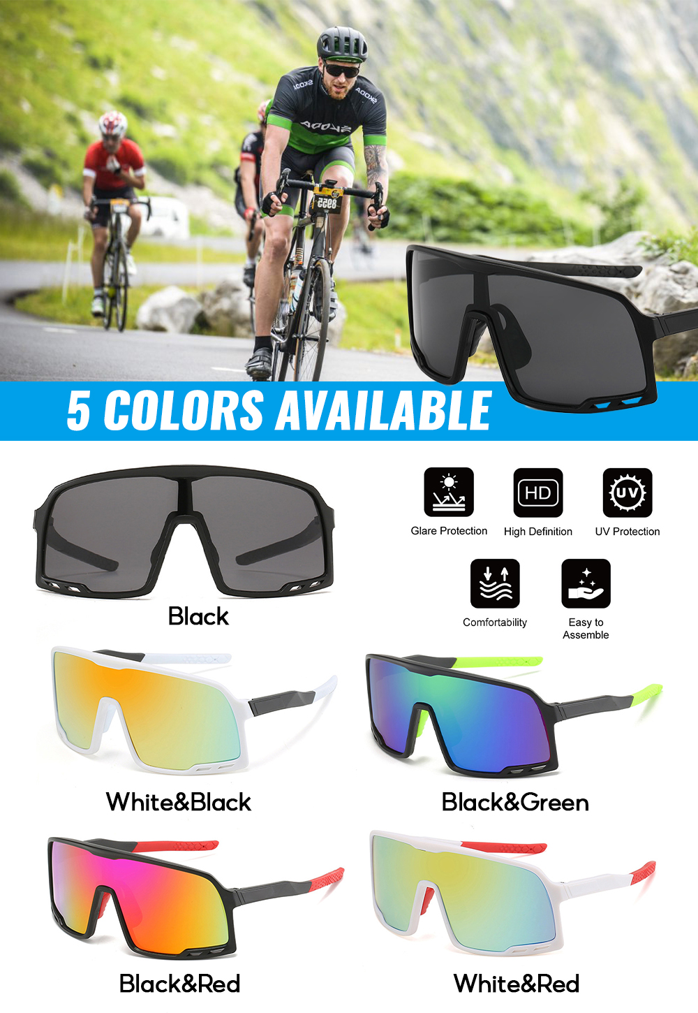 Cycling Shades Cycling Glasses UV Protection Polarized Sunglasses for ...