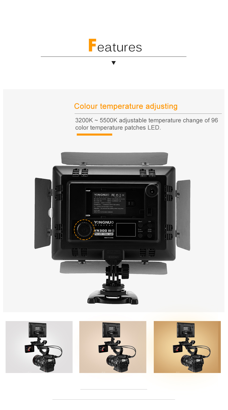 Yongnuo YN300 III YN300III 3200k-5500K CRI95 Camera Photo LED Video ...
