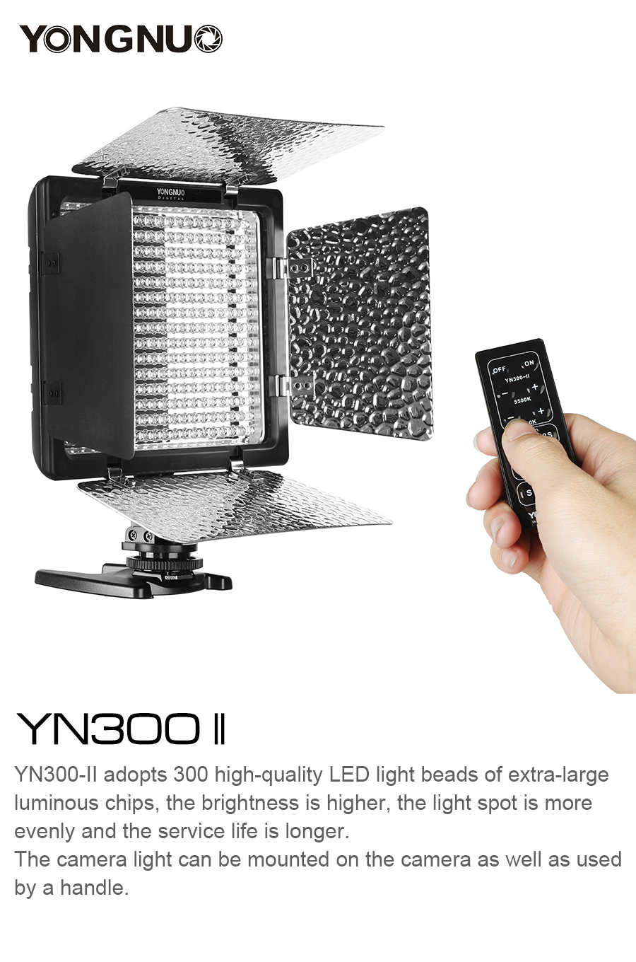 YONGNUO YN300II YN300-II 300 LED Camera & Video Light With remote ...