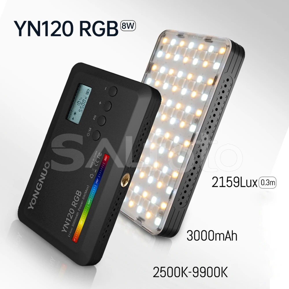 Yongnuo YN120 RGB Full Color 2500K-9900K Mini On-Camera LED Video Light ...