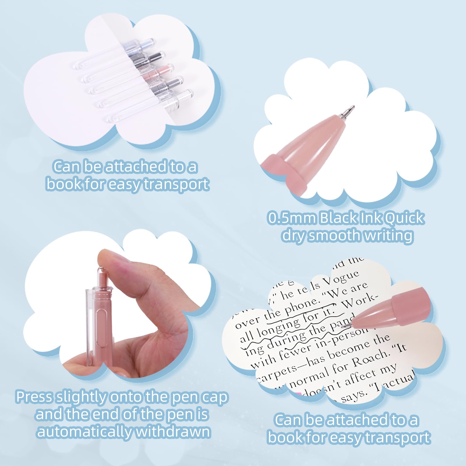 0.5mm 20 Pcs Of Black Ink Ballpoint Pens And Soft Ink Gel Pens With ...