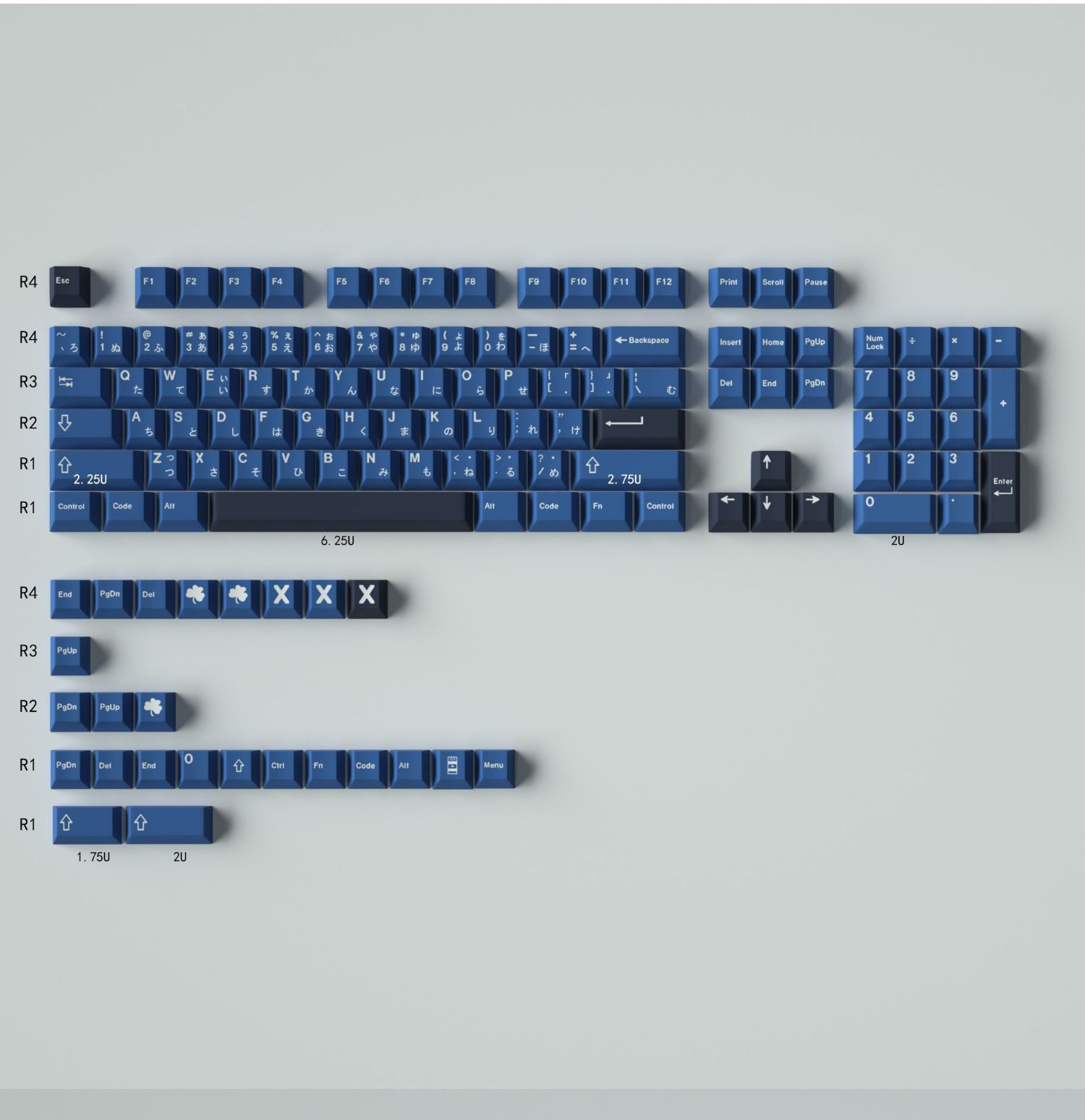 -LW- GMK Striker R1 PBT Keycaps CHERRY Profile Mechanical Keyboard Blue ...
