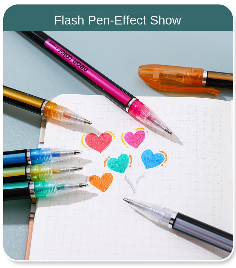 24-Color Flash Gel Pen Color Children's Pens With Luminous Stars To ...