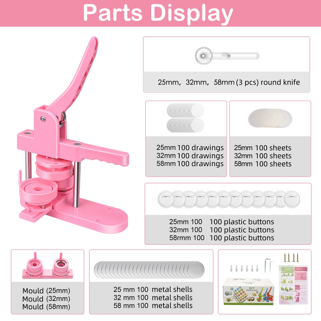 Local delivery Button Badge Maker Machine, Different Size Mold ,25/32 ...