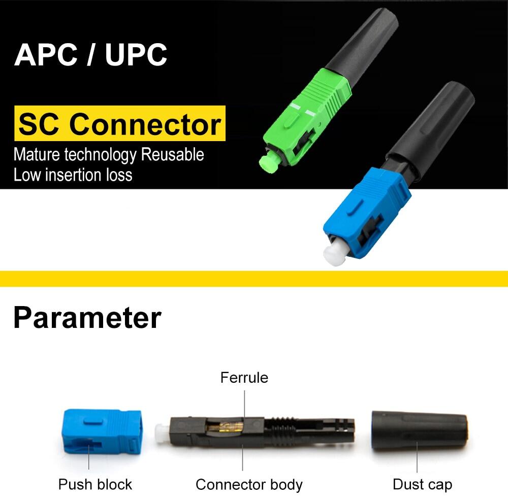 ONTi 100PCS Fiber Optic Fast Connector FTTH Drop Cable Single-Mode High ...