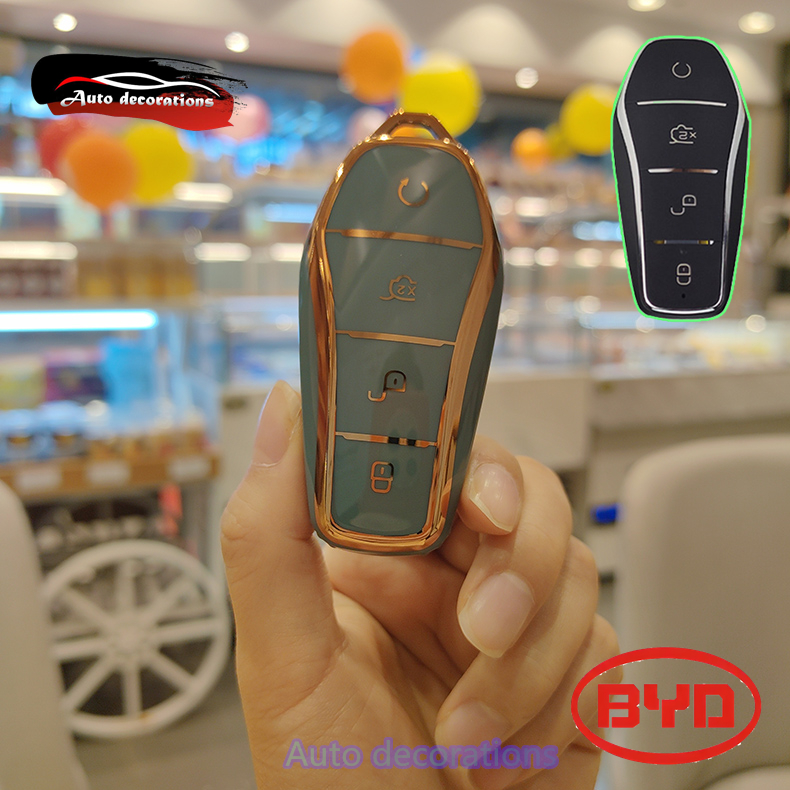 BYD Car keychain gold edge suitable For BYD seagull Dolphin / BYD Atto ...