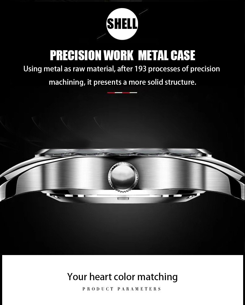 R RUIGE Men's Quartz Watch Luminous Trendy Waterproof Stainless Steel ...