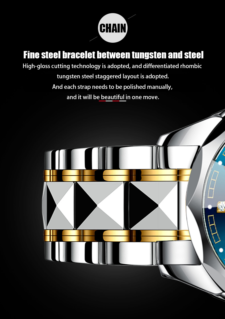 R RUIGE Men's Quartz Watch Luminous Trendy Waterproof Stainless Steel ...