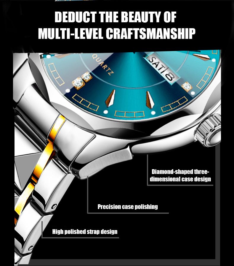 R RUIGE Men's Quartz Watch Luminous Trendy Waterproof Stainless Steel ...