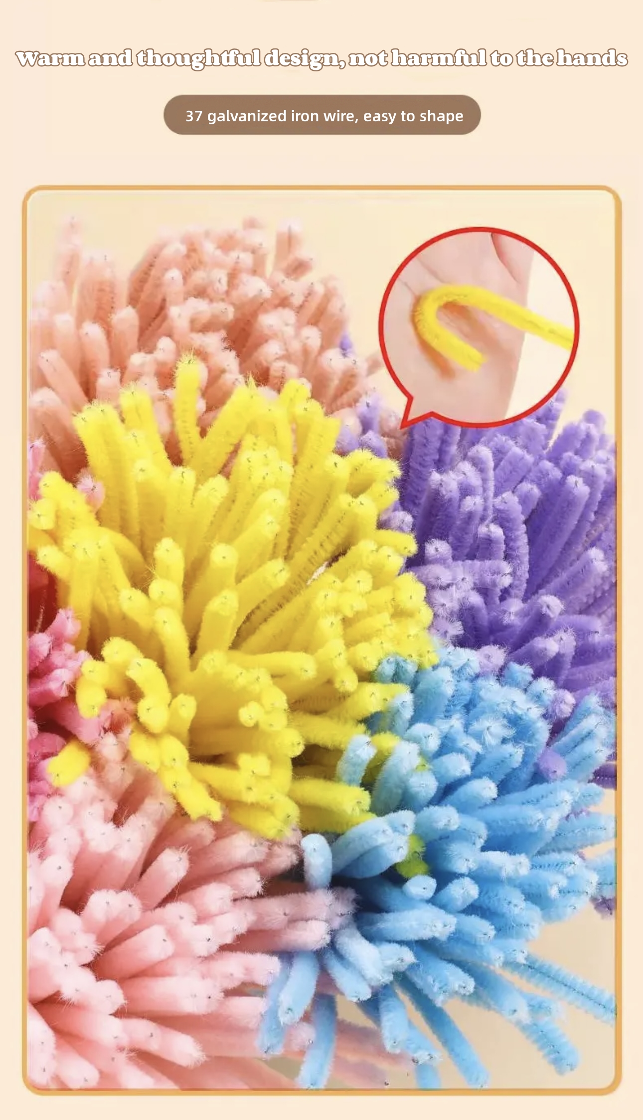 fuzzy Wire 100 Pcs Colorful Chenille Stems Stick Twisting Bar Bouquet ...