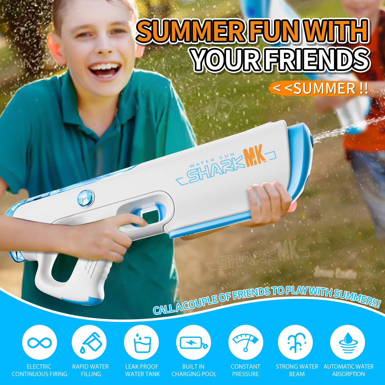 Electric Water Gun for Adults Kids Most Powerful Automatic Squirt Gun ...
