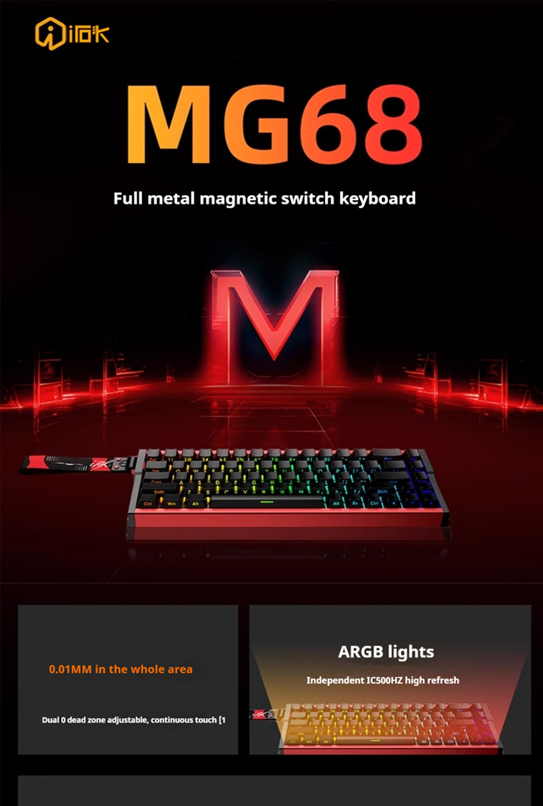 Irok MG68 All Aluminum CNC Magnetic Axis Keyboard RT0.01MM Hot Swap ...