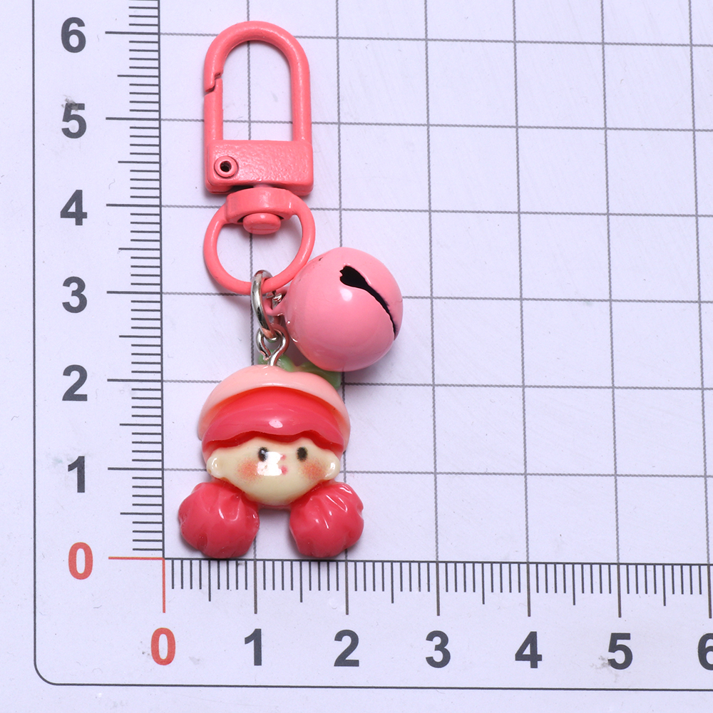 1pcs Cute Maruko Head Girl with bell Keychain Split Rings Keyfob Bag ...