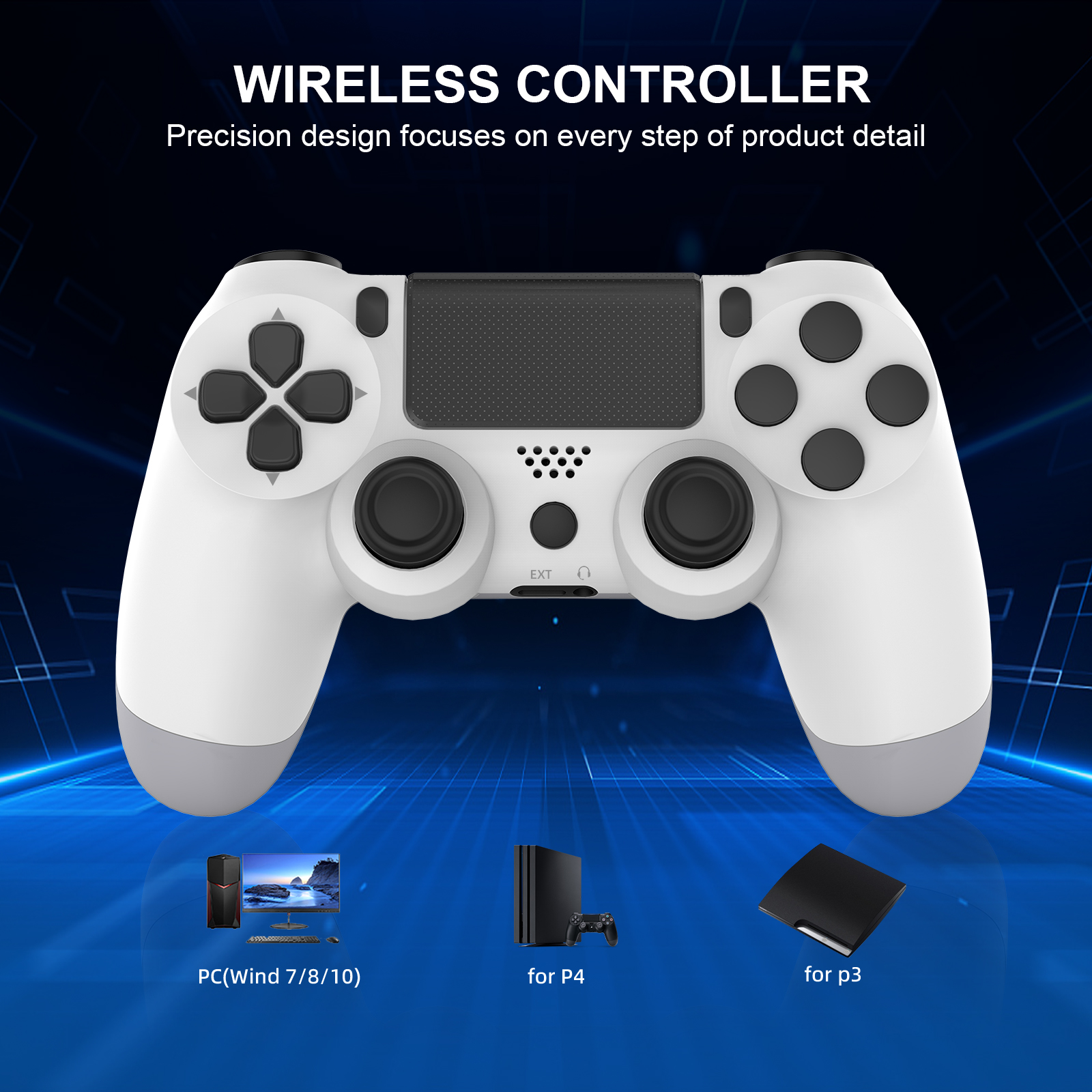 Wireless Gamepad with 6-axis gyroscope, PC joystick, touchpad, dual ...