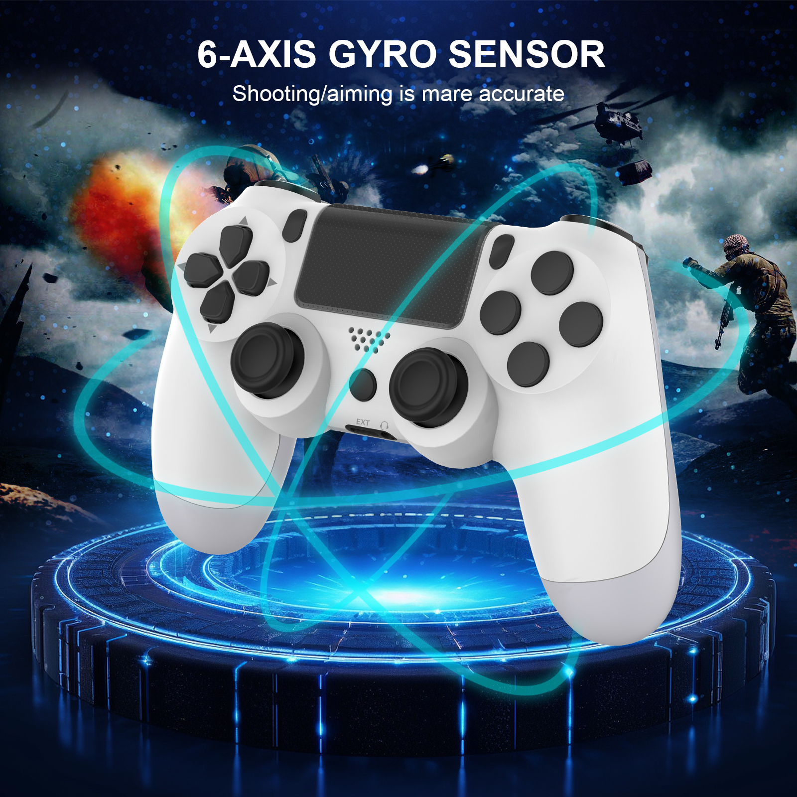 Wireless Gamepad with 6-axis gyroscope, PC joystick, touchpad, dual ...