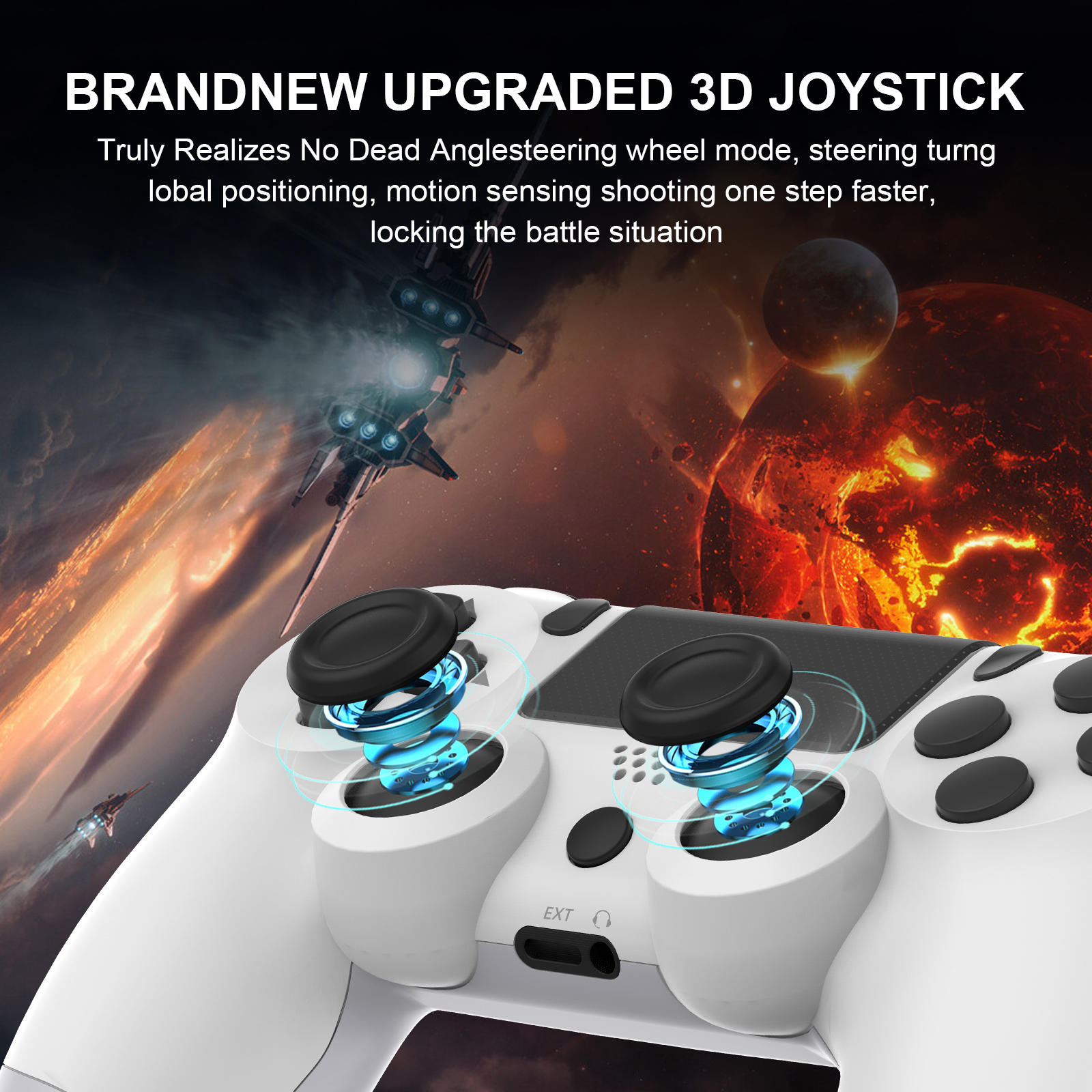 Wireless Gamepad with 6-axis gyroscope, PC joystick, touchpad, dual ...