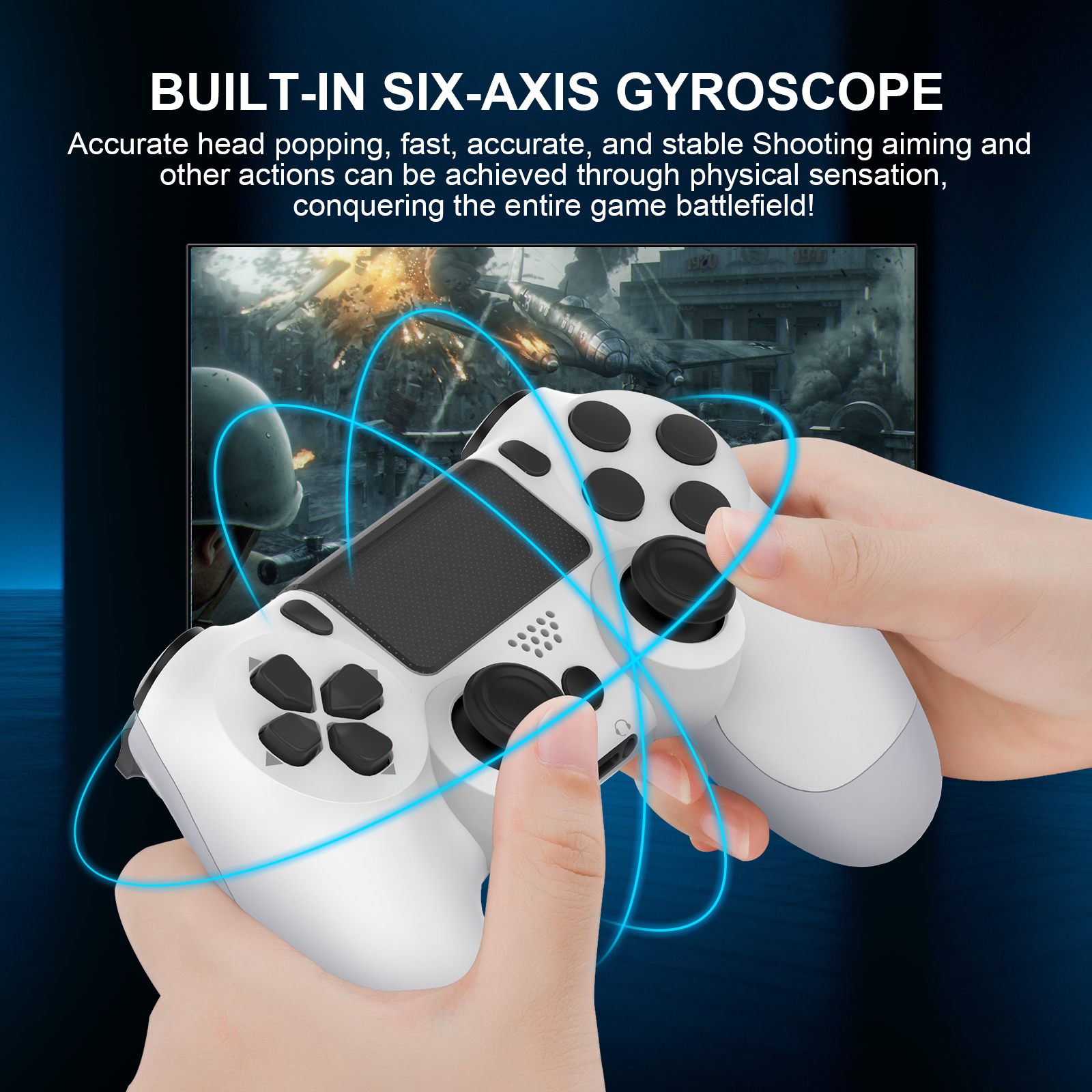 Wireless Gamepad with 6-axis gyroscope, PC joystick, touchpad, dual ...