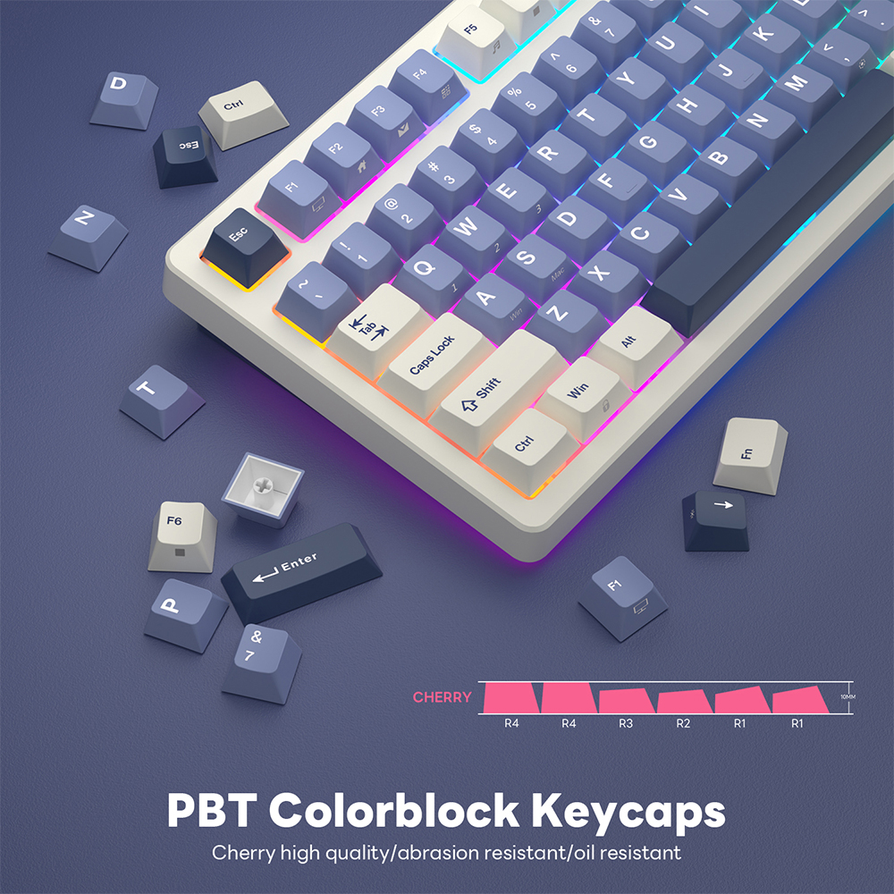 Royal Kludge RK S85 Horizon blue 85 Key Knob Buttons Tri-Mode Wireless ...