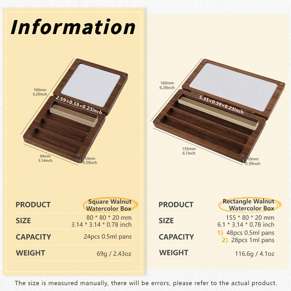 SeamiArt 1pc Black Walnut Wood Rectangle Painting Box with Palette 0 ...