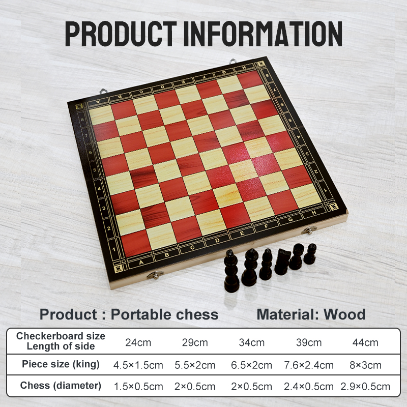 【Ship in 12h】 3 in 1 Wooden Chess Set Folding International Tournament ...