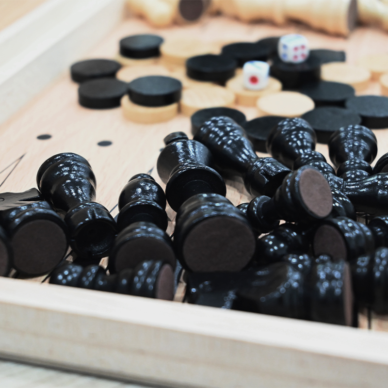 【Ship in 12h】 3 in 1 Wooden Chess Set Folding International Tournament ...